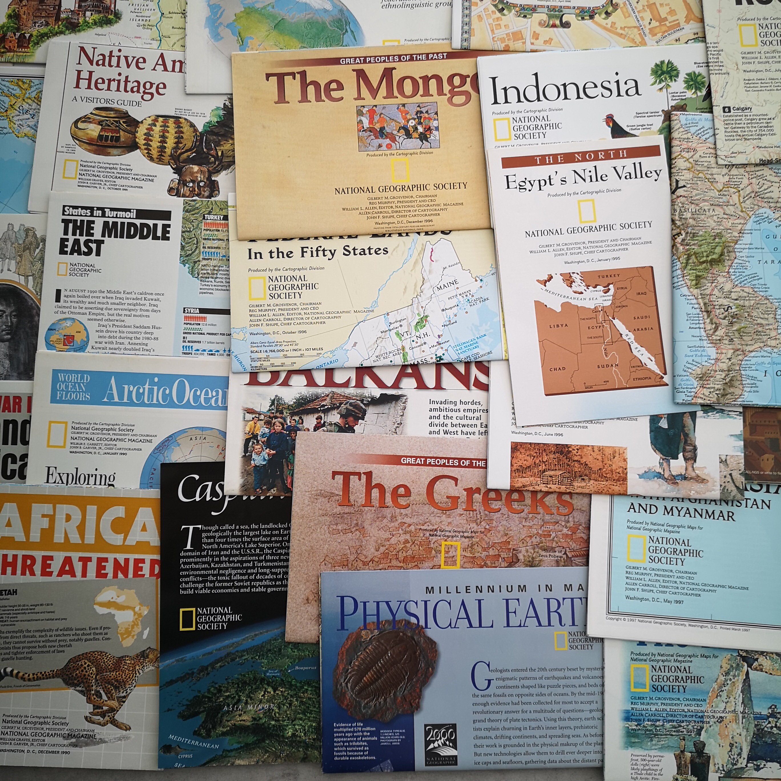 6 * National Geographic Supplement Maps Scrapbook Collage Junk Journal ...