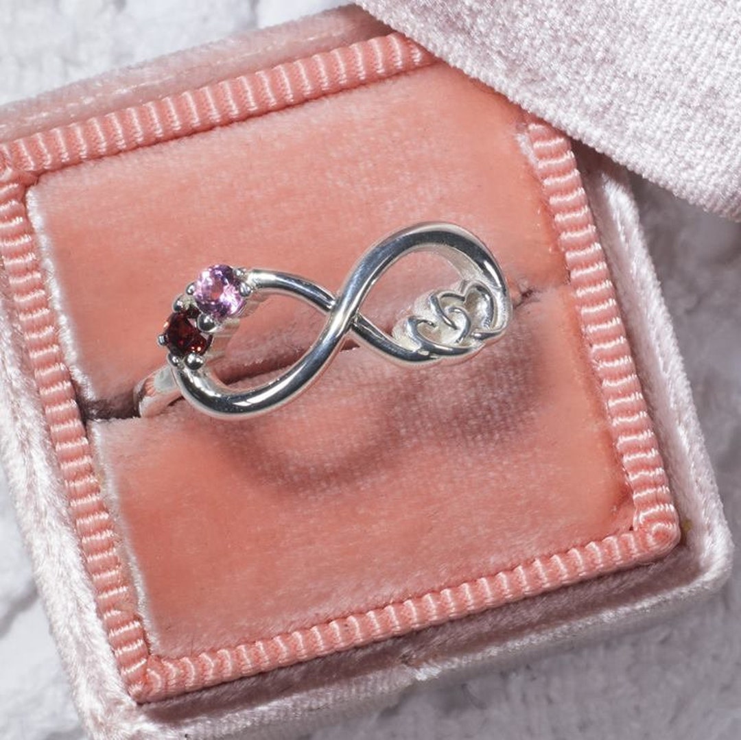 Solid Gold Double the Love Infinity Ring With Personalized - Etsy