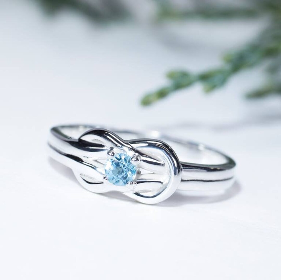 Solid Gold Love Knot Promise Ring With Personalized Birthstone - Etsy