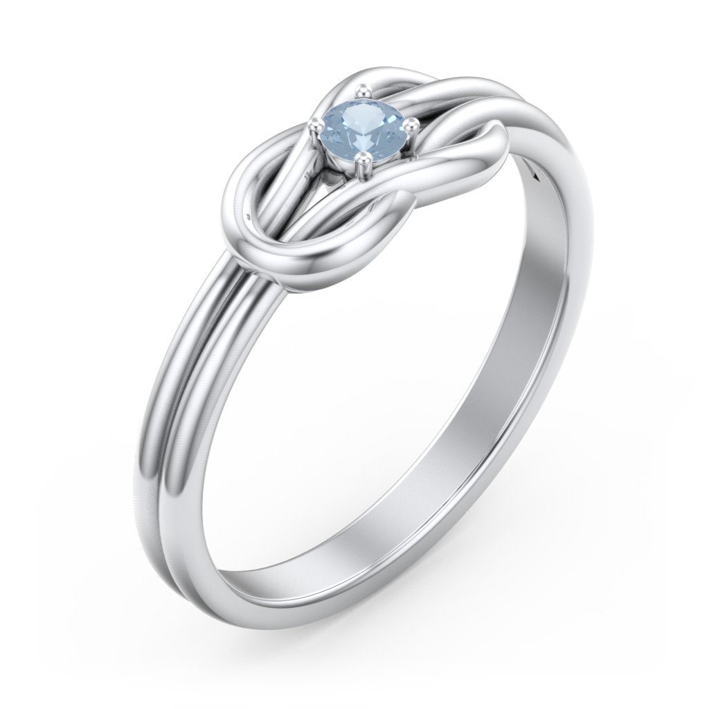 Solid Gold Love Knot Promise Ring With Personalized Birthstone - Etsy