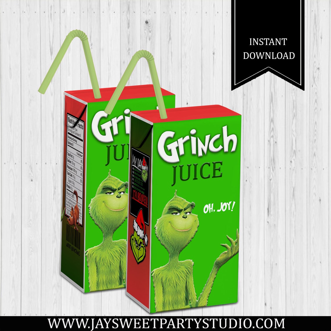 Grinch Juice Box - the Grinch - Grinch Party - Grinch Birthday ...