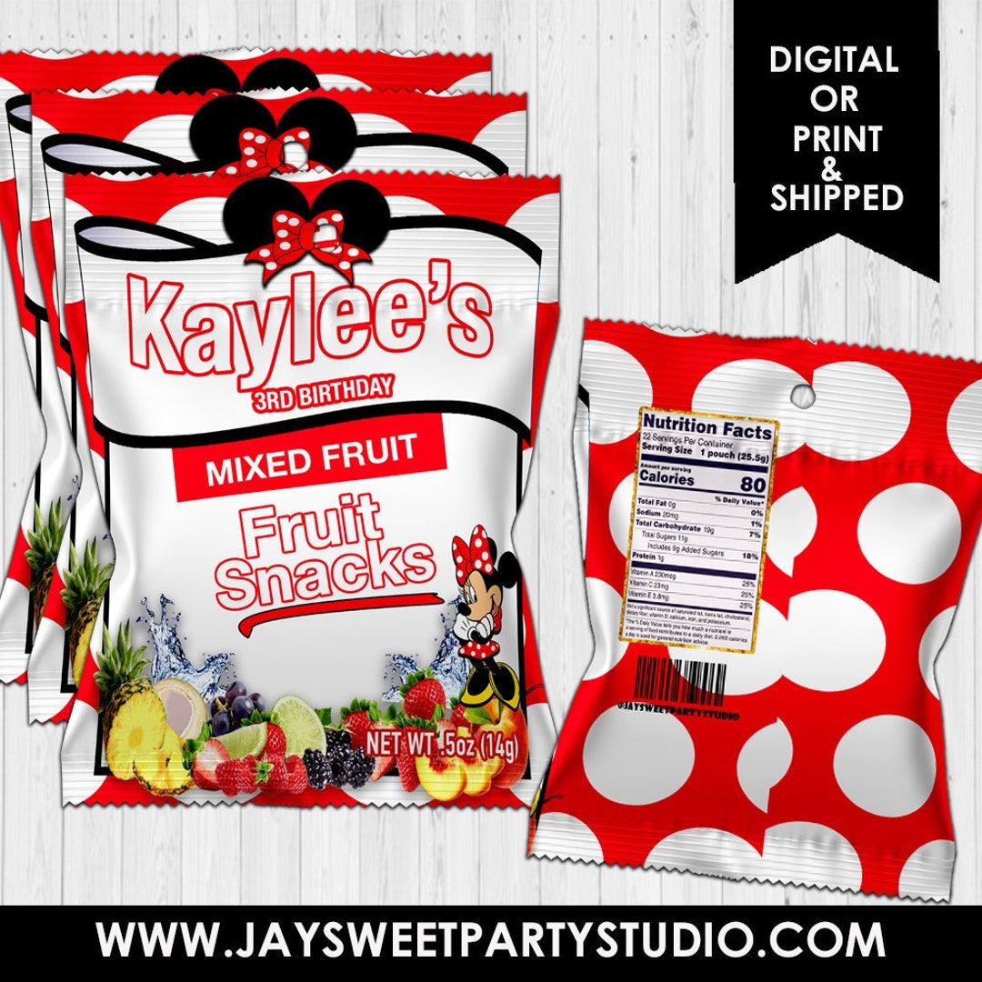Minnie Mouse Fruit Snacks Favors - Fruit Snacks - Minnie Party - Minnie ...