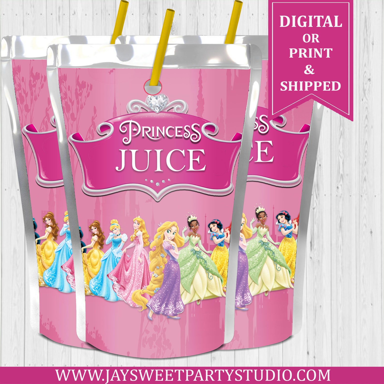 Princess Juice Pouch Labels - Princess Juice - Princess Party ...