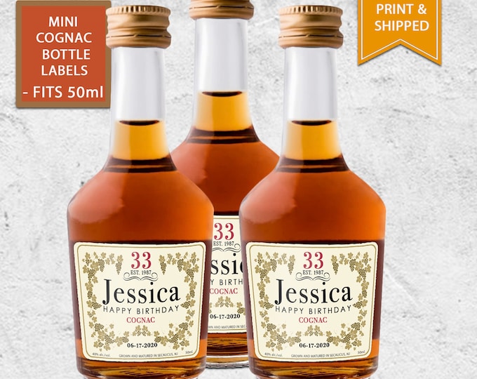 Mini Personalized Cognac Bottle Labels Whiskey Labels Bridal Party ...
