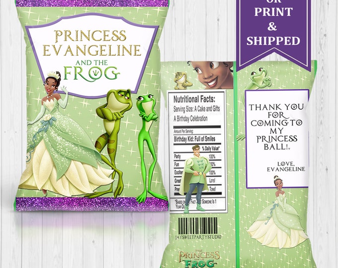 Princess Tiana Chip Bags Custom Favor Bags Princess & Frog Birthday ...