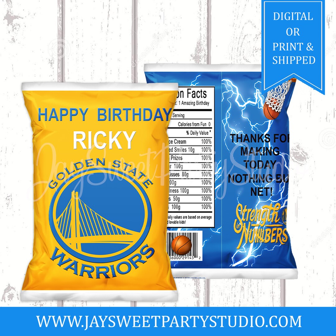 Golden State Chip Bags - Favor Bags - Custom Chip Bag - GSW Birthday ...