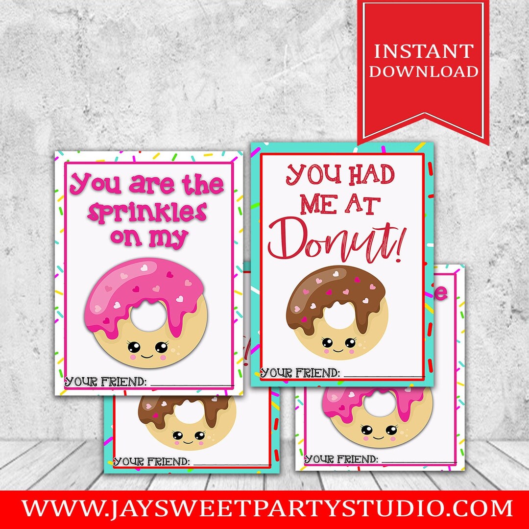 Donut Kids Valentines Day Card Kids Valentines Kids Donuts - Etsy