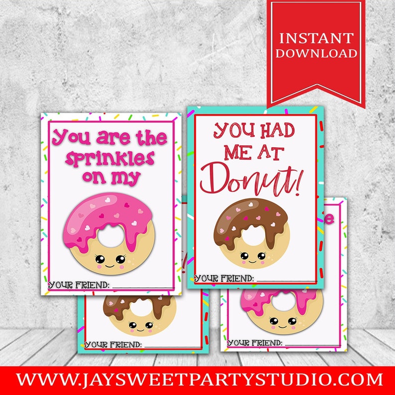 Donut Kids Valentines Day Card Kids Valentines Kids Donuts - Etsy