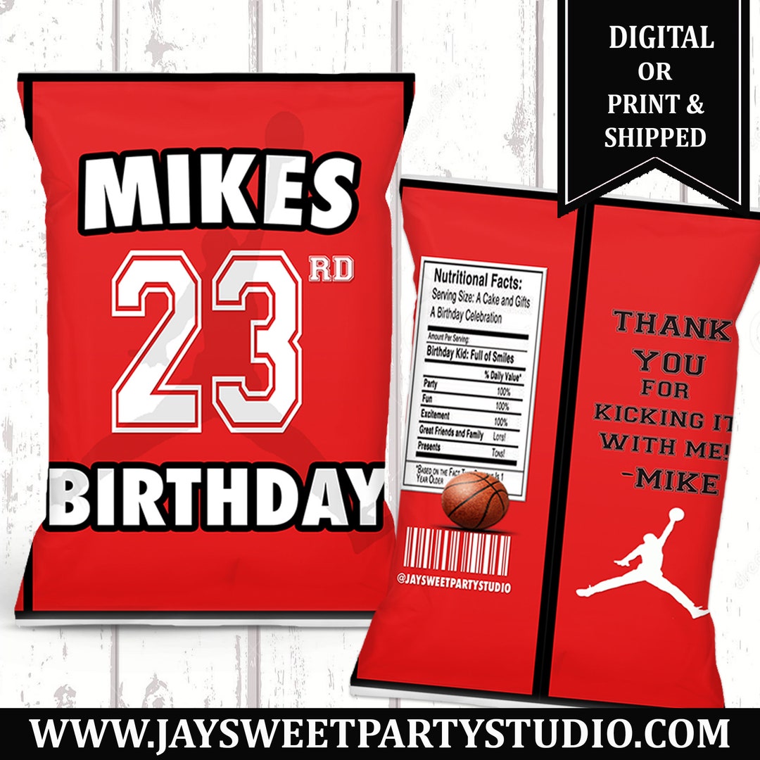 Jordan Inspired Chip Bags - Custom Favor Bags - Jordan Birthday Party ...