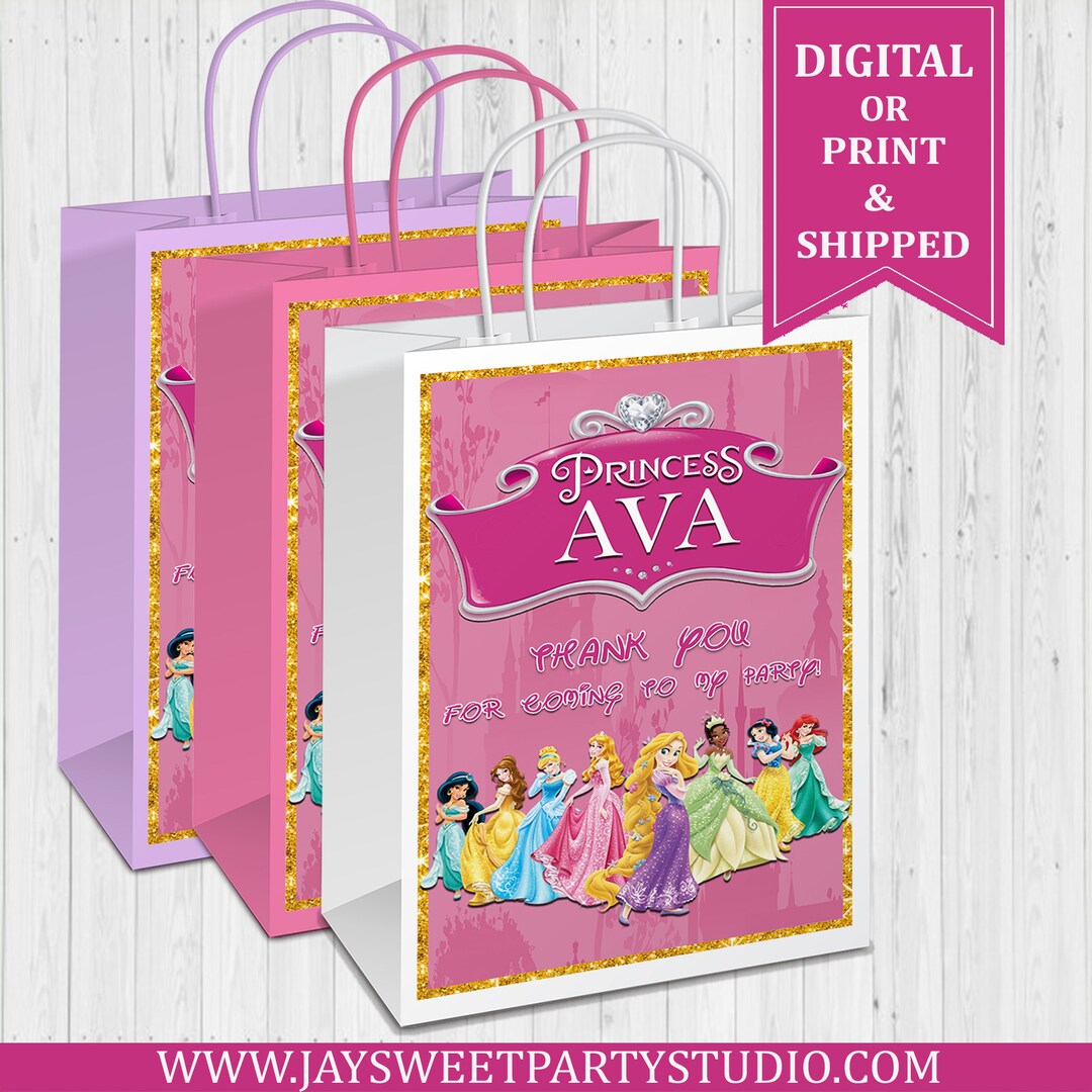 Princess Gift Bags - Custom Gift Bags - Princess Birthday - Princess ...