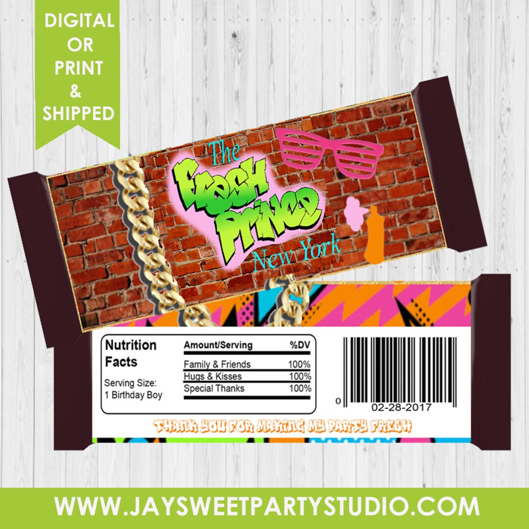Fresh Prince Candy Bar Wrapper Custom Candy Wrapper Fresh Prince Party ...