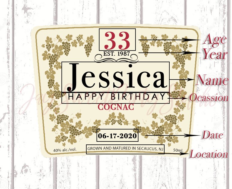 Mini Personalized Cognac Bottle Labels Whiskey Labels - Etsy