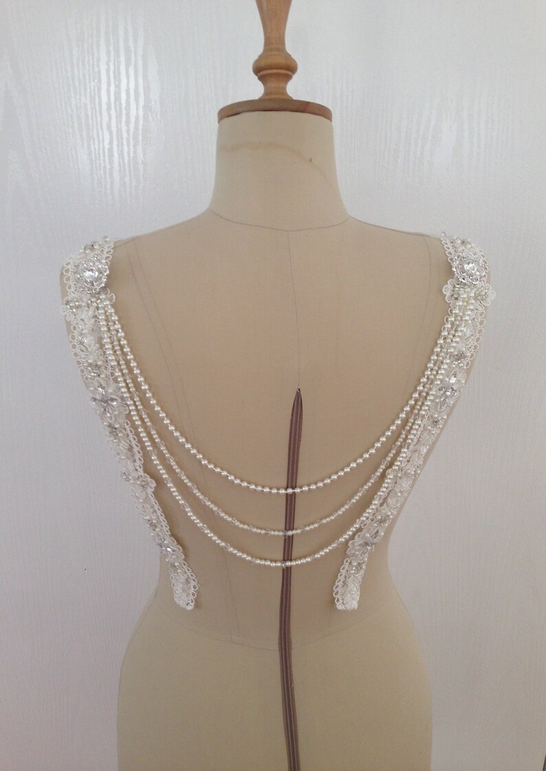 Wedding Back Jewelry Back Necklace Pearl Beaded Detachable | Etsy