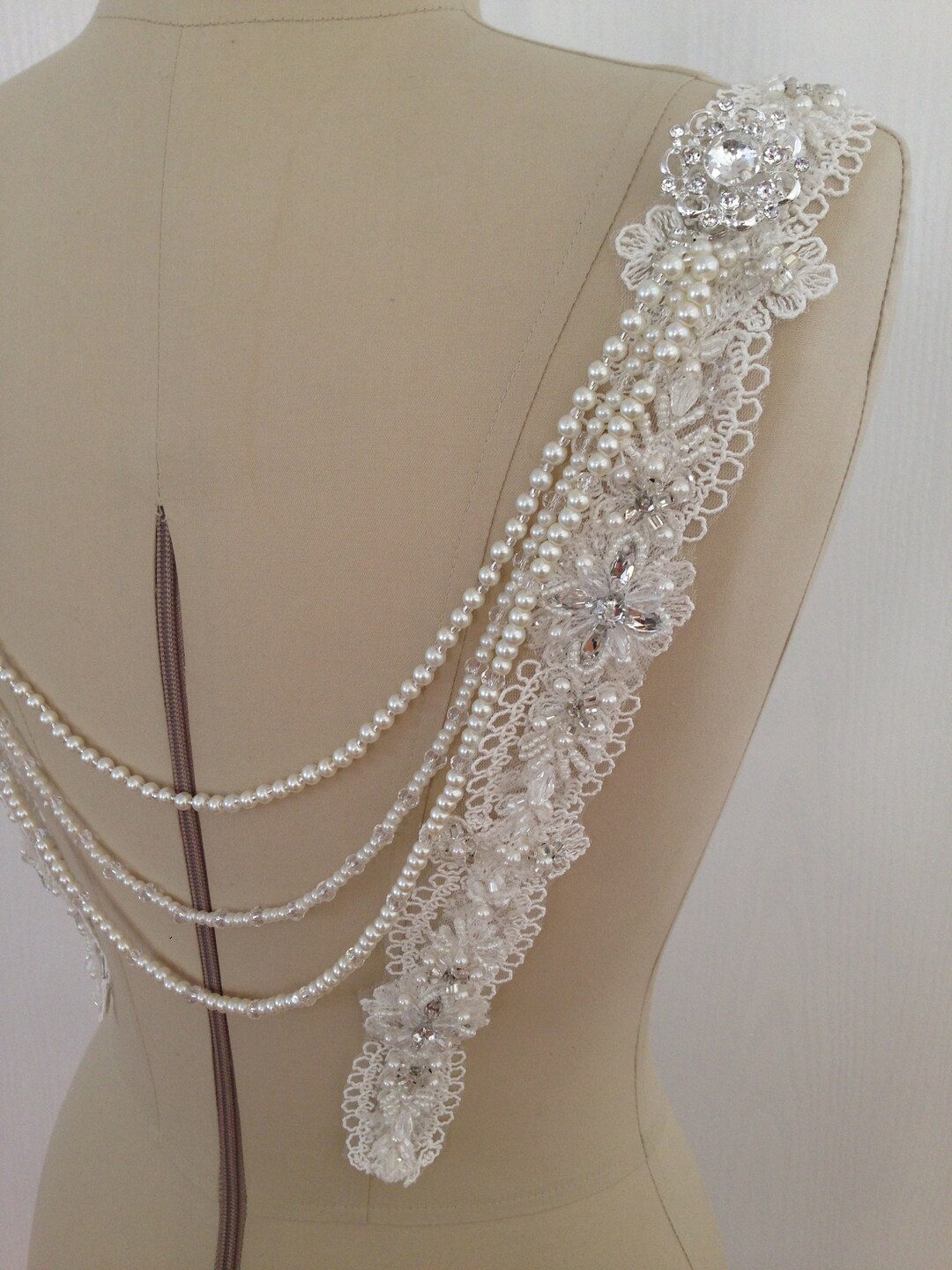 Wedding Back Jewelry Back Necklace Pearl Beaded Detachable Bridal ...