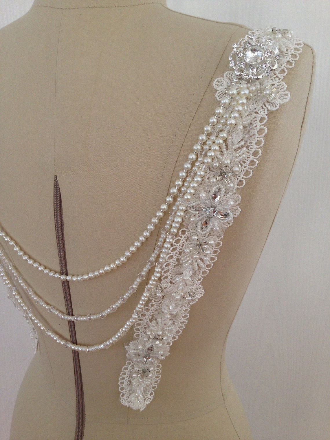 Wedding Back Jewelry Back Necklace Pearl Beaded Detachable - Etsy