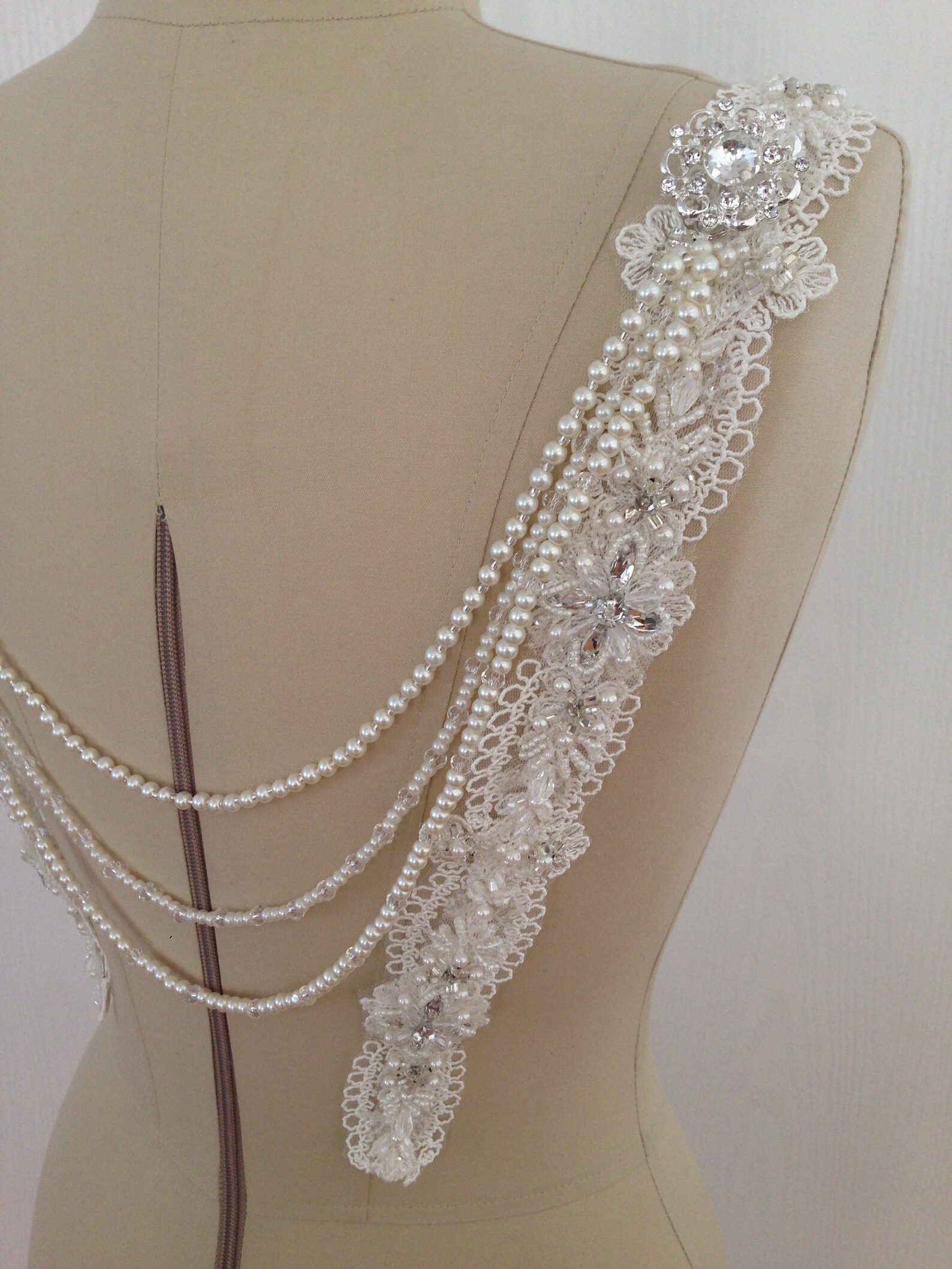 Wedding Back Jewelry Back Necklace Pearl Beaded Detachable - Etsy