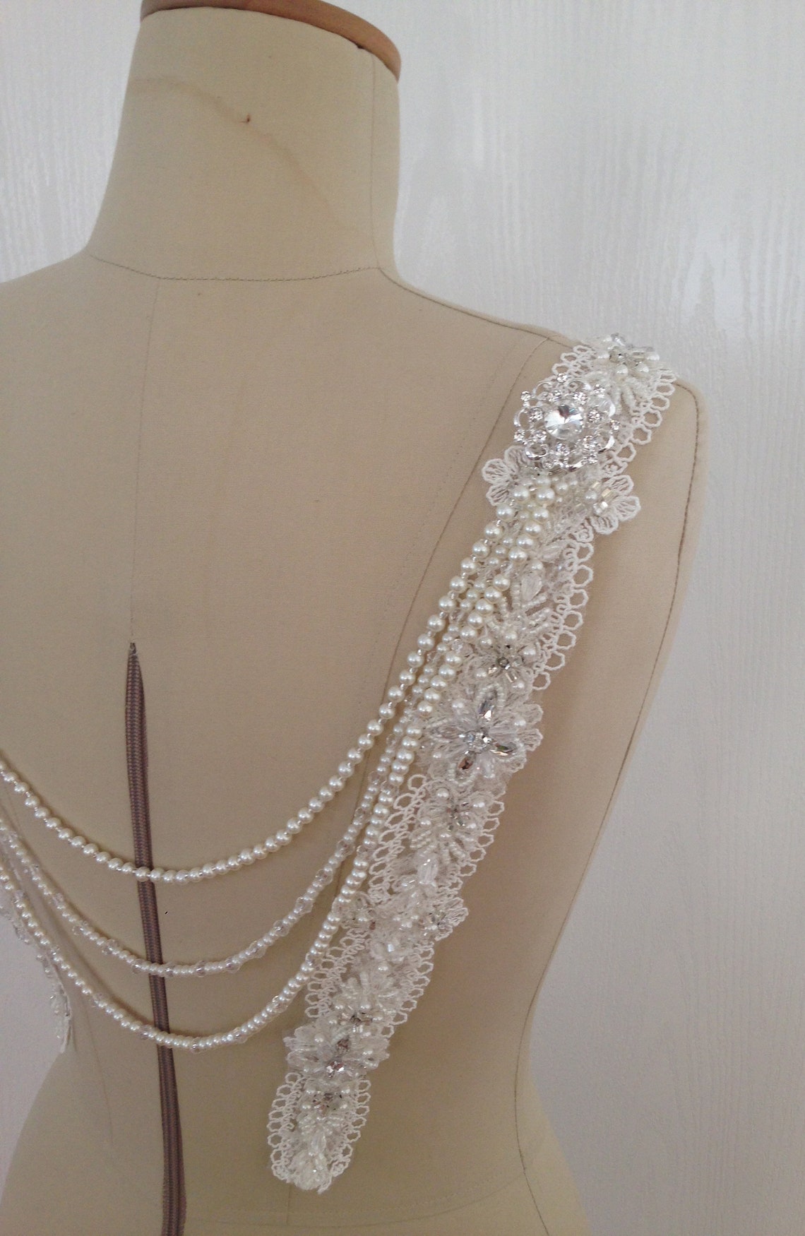 Wedding Back Jewelry Back Necklace Pearl Beaded Detachable - Etsy