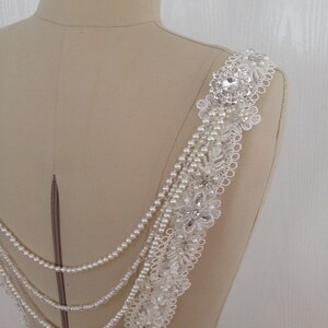 Wedding Back Jewelry Back Necklace Pearl Beaded Detachable Bridal ...