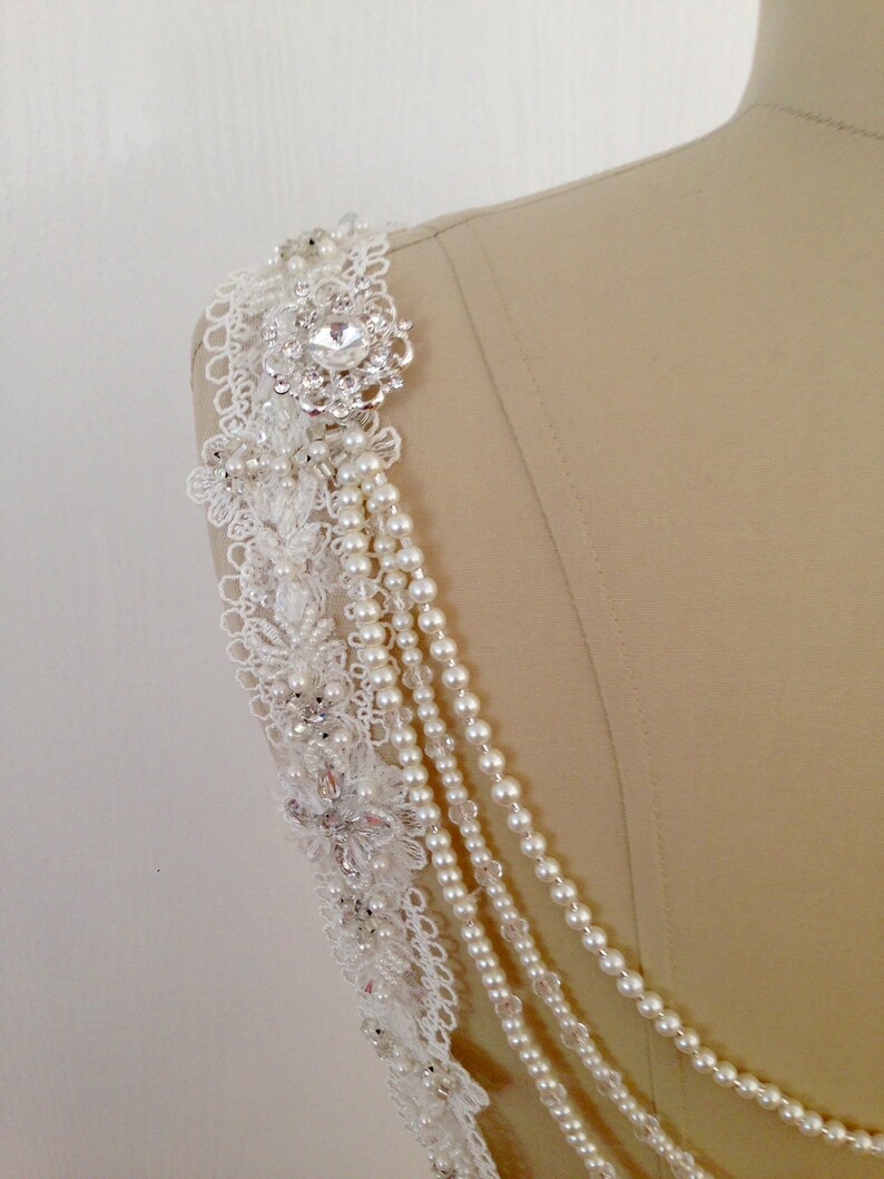 Wedding Back Jewelry Back Necklace Pearl Beaded Detachable | Etsy