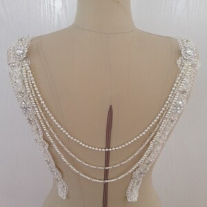 Wedding Back Jewelry Back Necklace Pearl Beaded Detachable Bridal ...