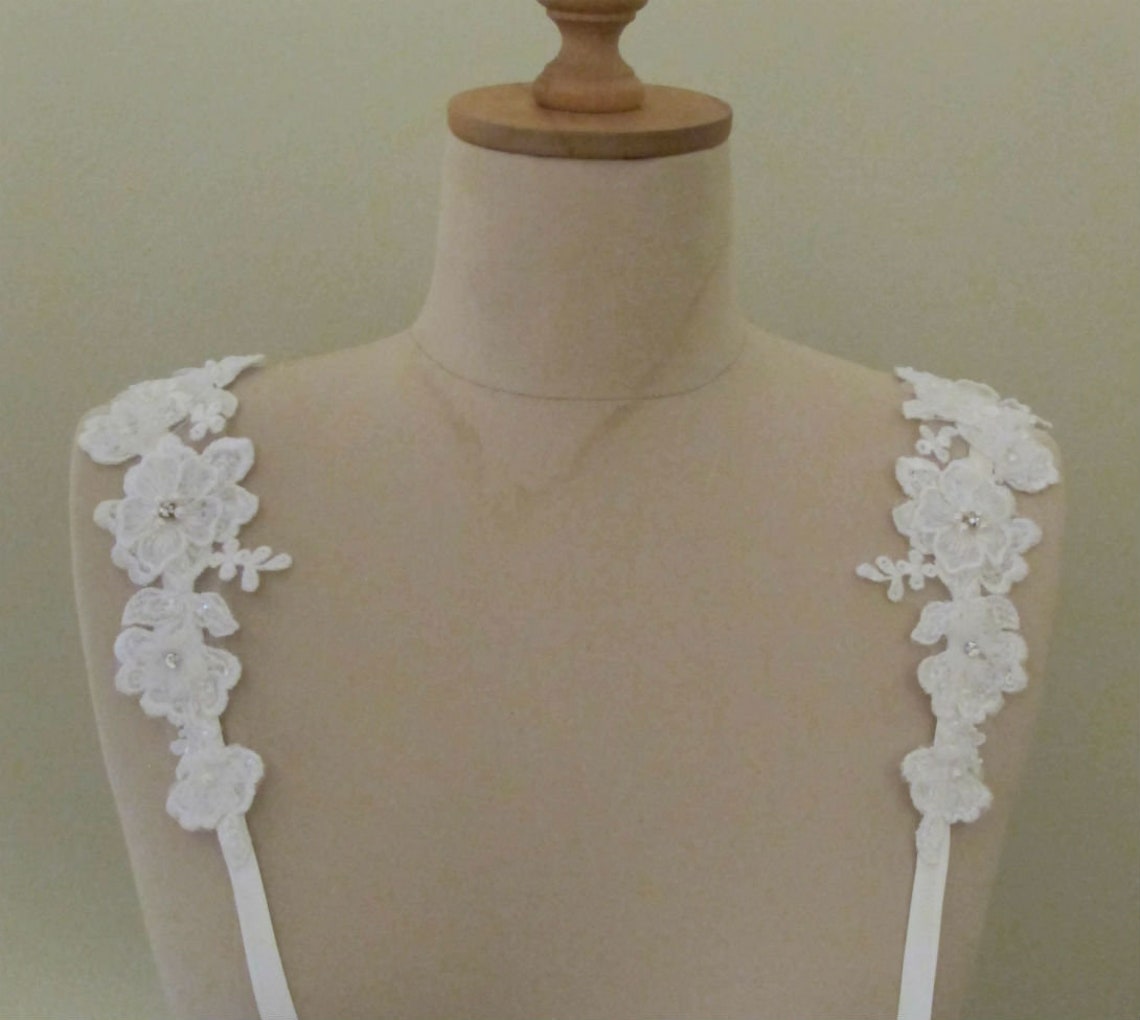 Ivory Detachable Wedding Dress Straps Pearl Crystal Beaded - Etsy