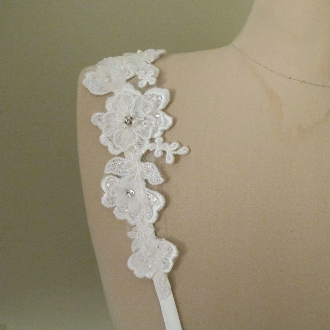 Ivory Detachable Wedding Dress Straps Pearl Crystal Beaded - Etsy