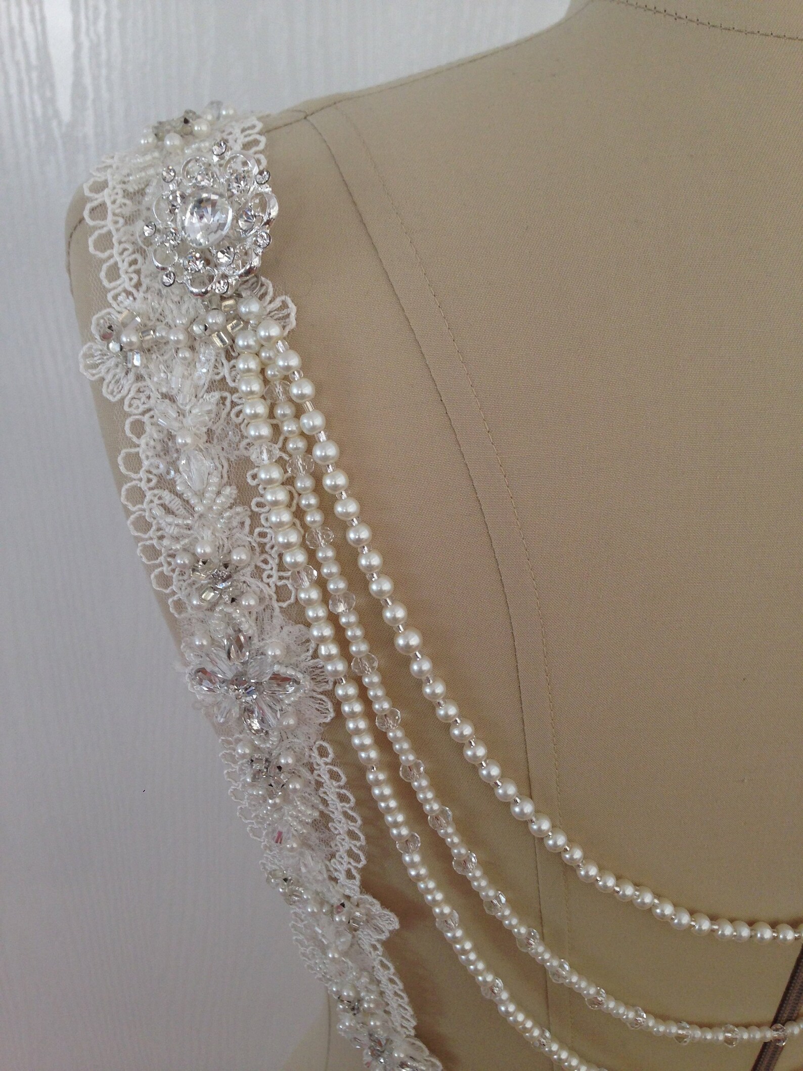 Wedding Back Jewelry Back Necklace Pearl Beaded Detachable - Etsy