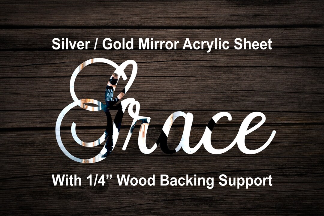 Custom Name Backdrop - Laser Cut Mirror Acrylic With 1/4" Wood Backing ...