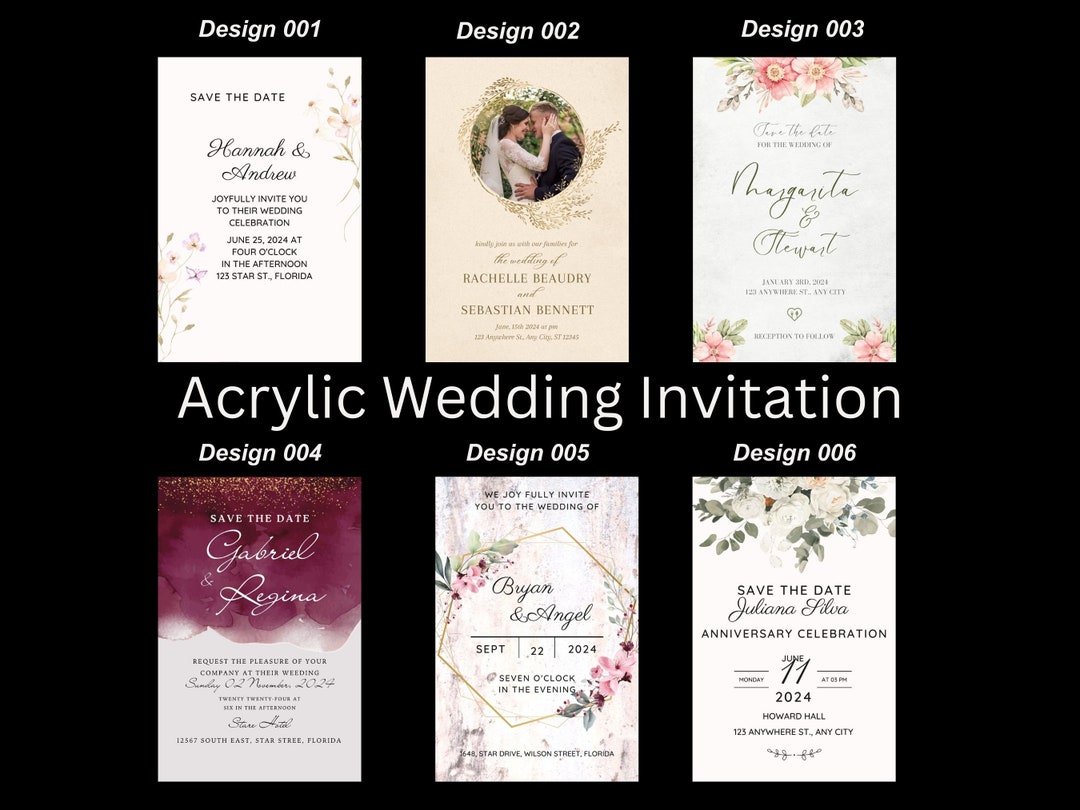 Acrylic Wedding Invitation Card, UV Printing, Elegant Design Wedding ...