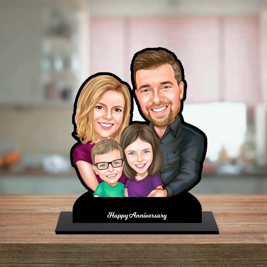 Acrylic Caricature Photo Stand, Family Photo Gift, Table Stands, Best ...