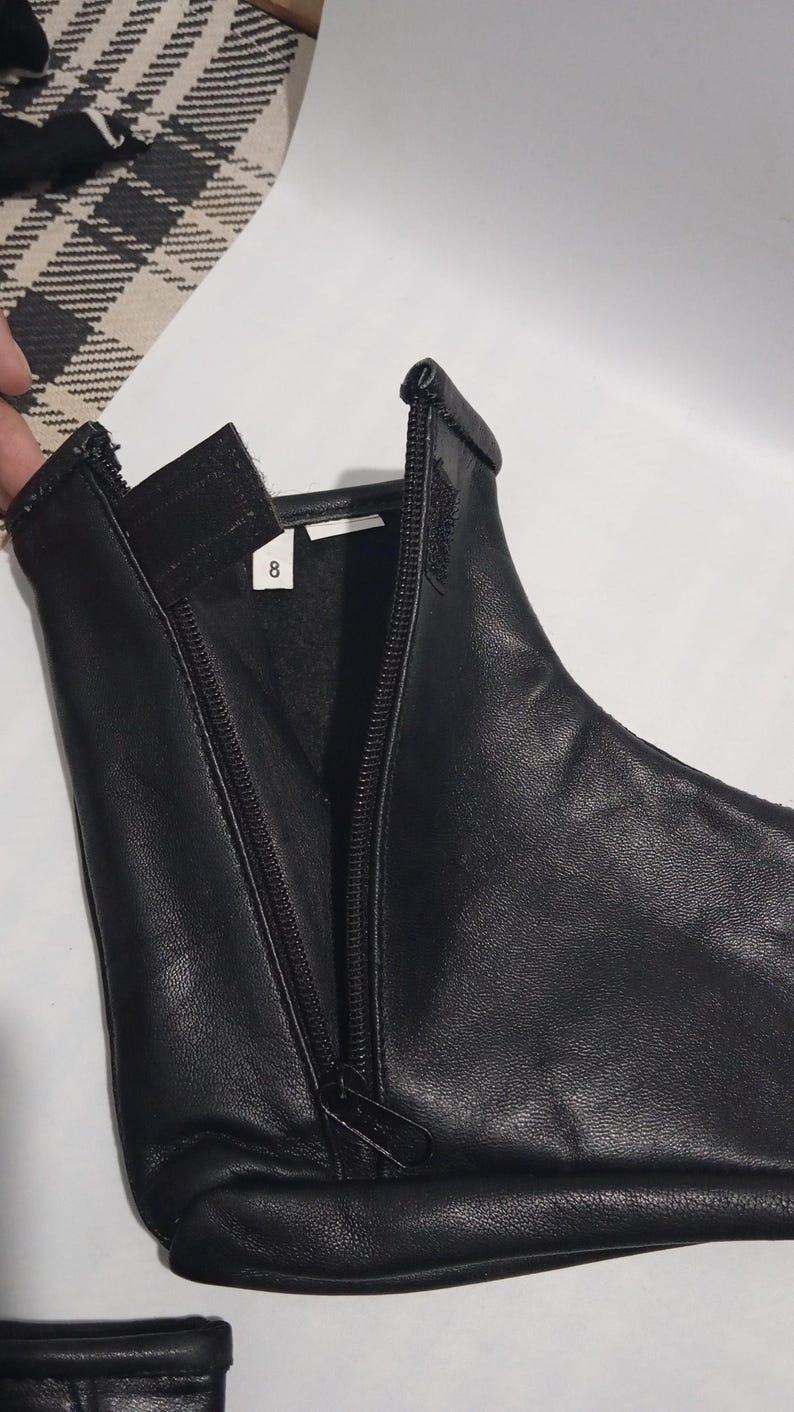 Black Halal Original Genuine Leather Soft Slip-on, Zipper Sides Panel ...