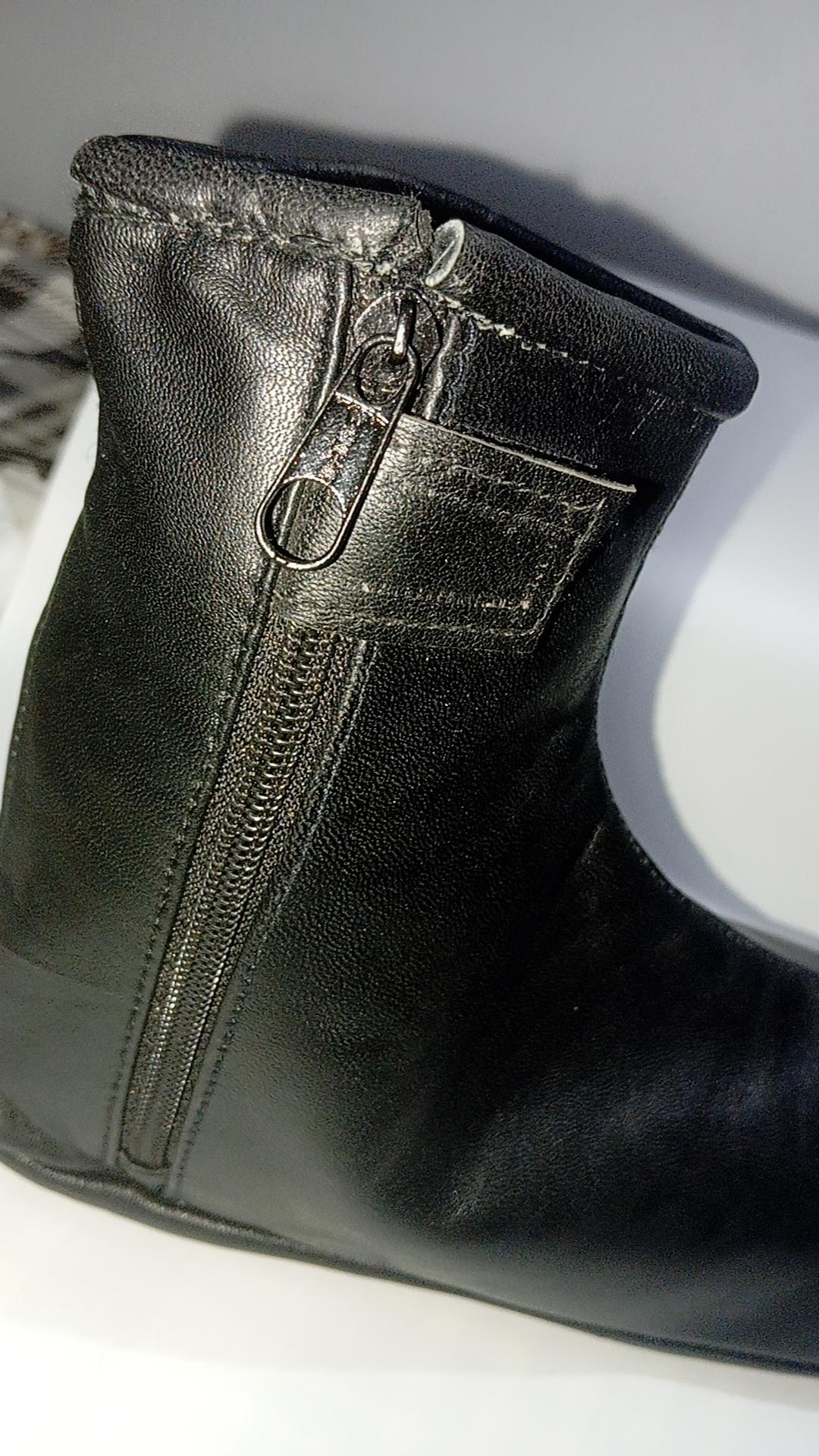 Black Halal Original Genuine Leather Soft Slip-on, Zipper Sides Panel ...