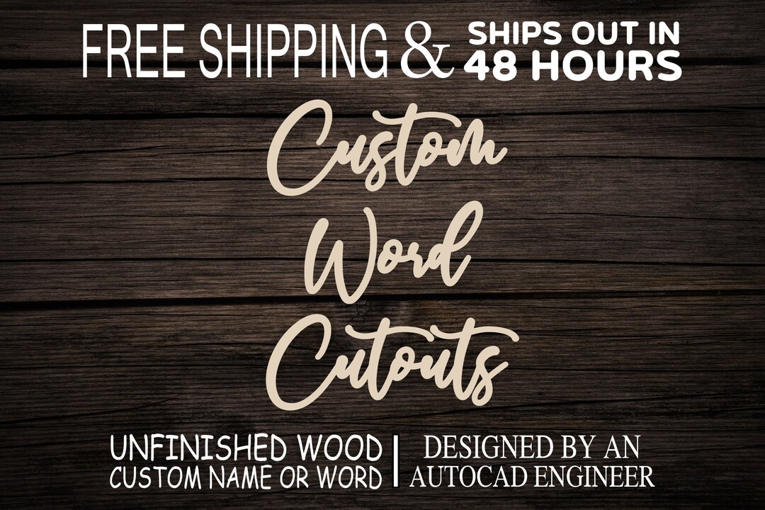 Custom Word Cutouts | Wood Name Sign, Stylish Fonts - Backdrop, Laser ...