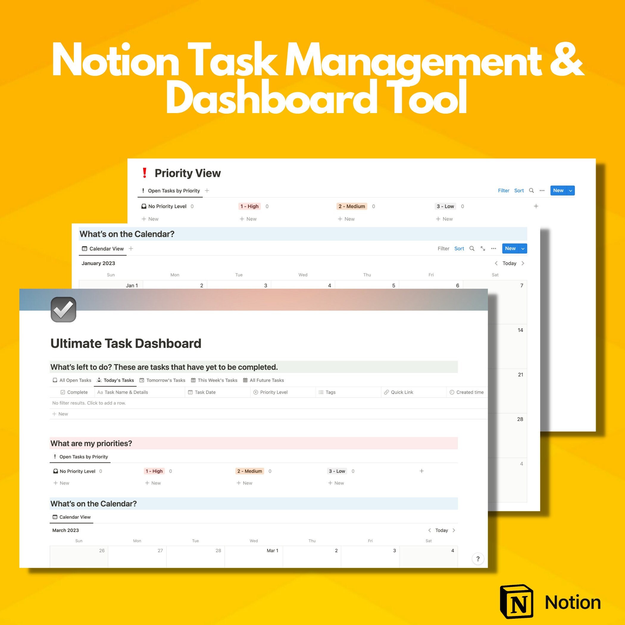 Ultimate Notion Task Manager & Dashboard Template Easy to Use Personal ...
