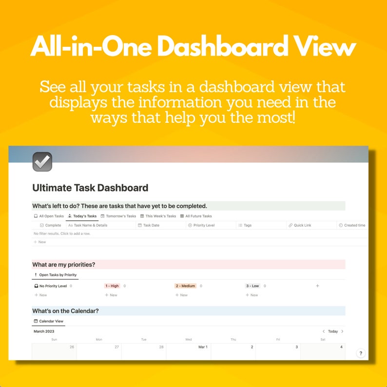Ultimate Notion Task Manager & Dashboard Template Easy to Use Personal or Professional Use to Do ...