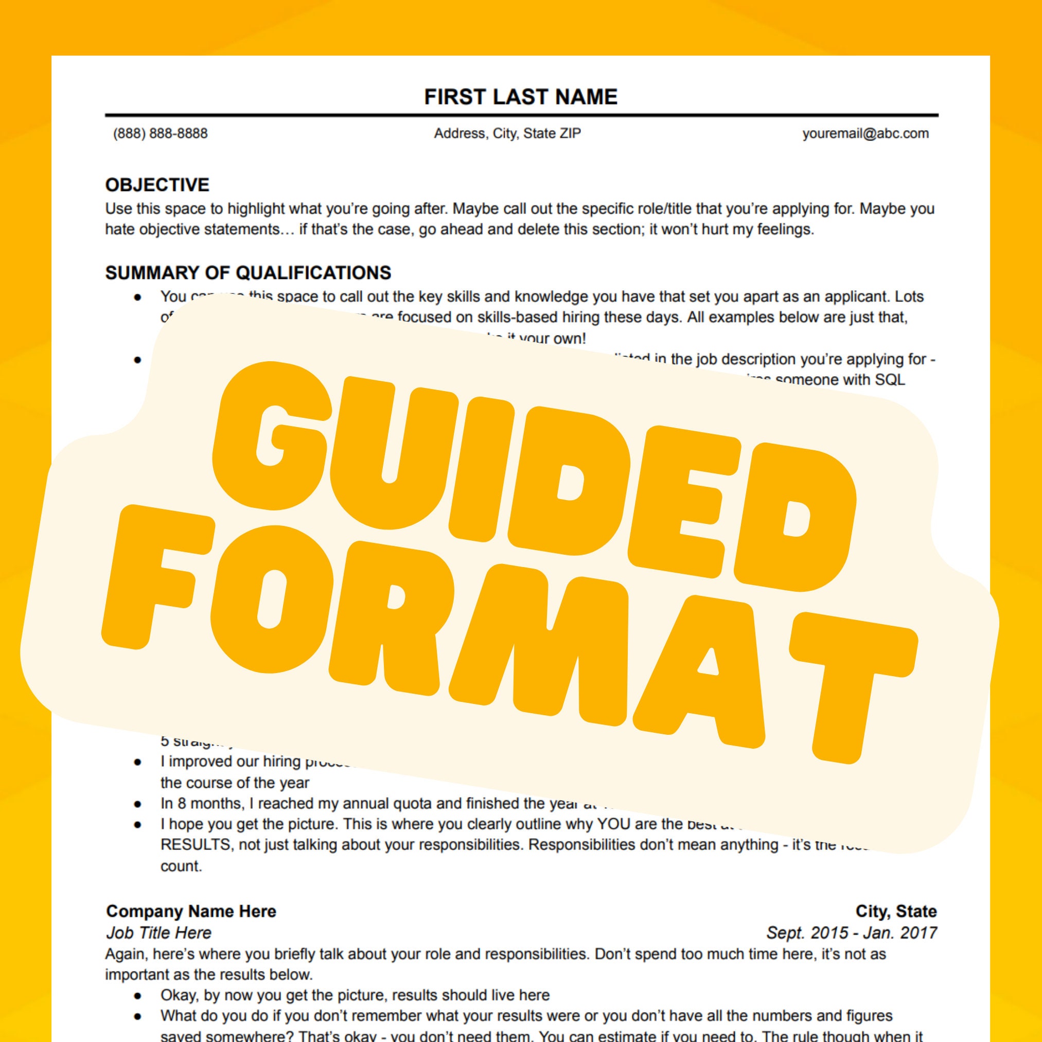 Professional Resume Template & Guide for Google Docs and Word ...