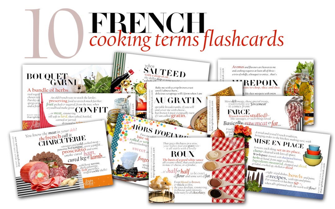 10 French Cooking Terms Flashcards: - Etsy