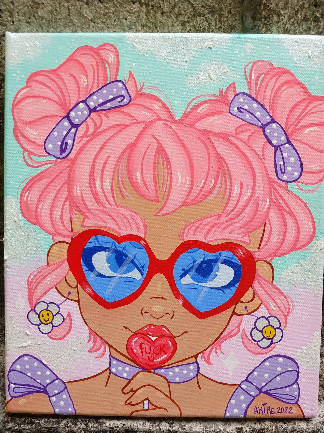 KAWAII CUTE PASTEL Acrylic Paint on Canvas - Etsy