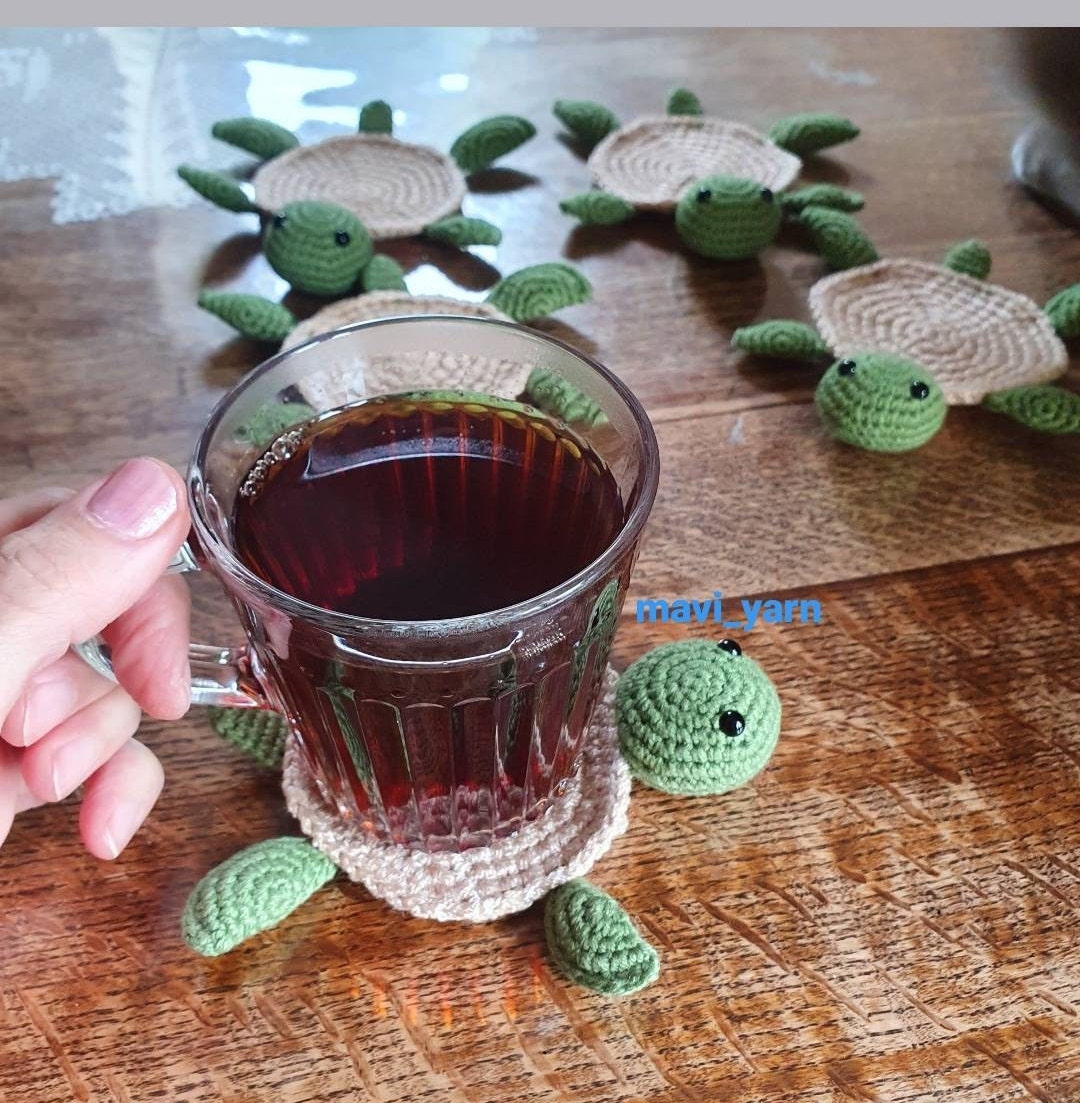 Crochet Turtle Coaster Handmade Coaster Turtle Coaster Uk - Etsy UK
