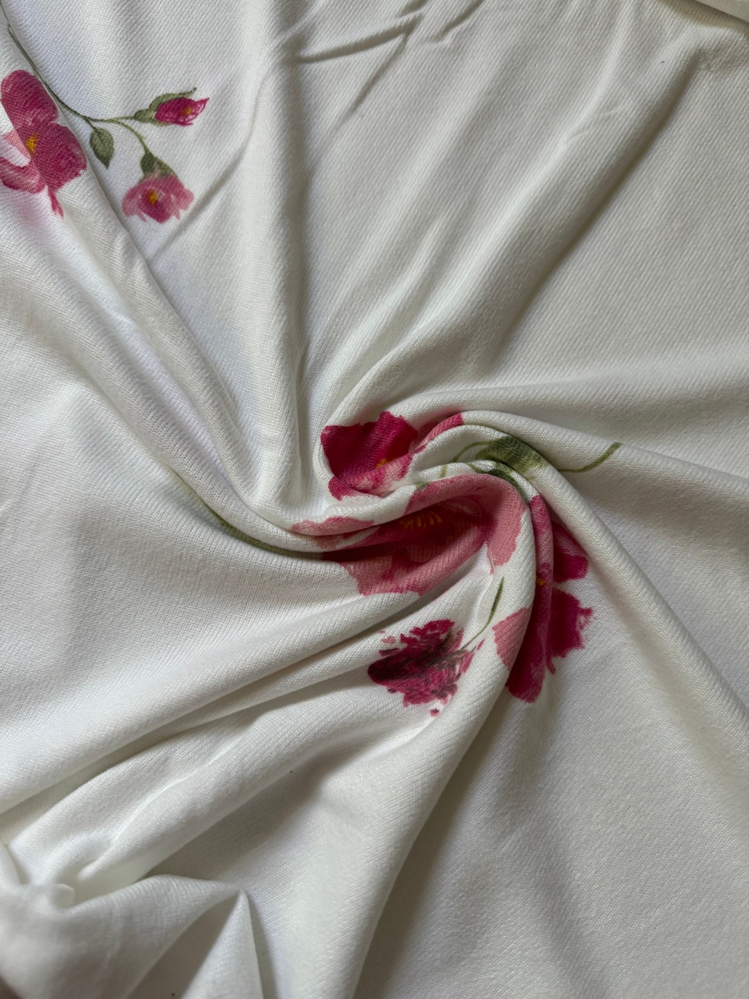 Super Soft Hacci Pink Floral Print - Sold by the Half Yard - Stretch - Etsy