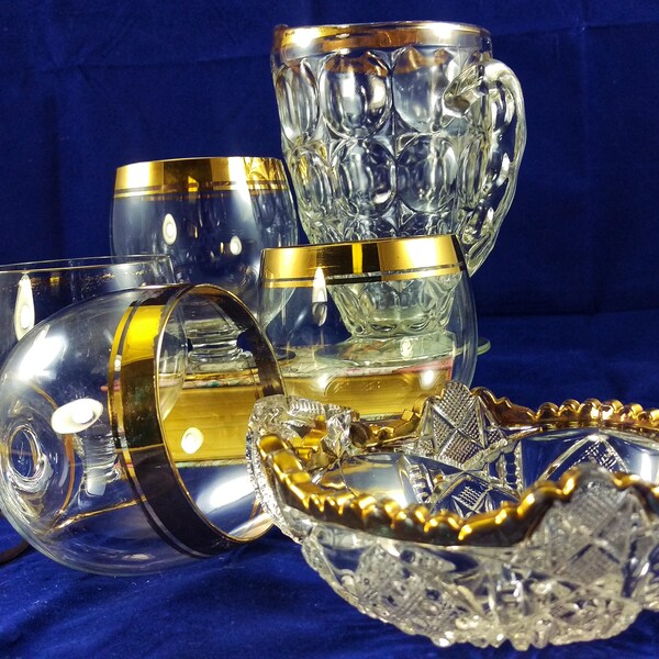 Glass Pitcher With Gold Rim - Etsy