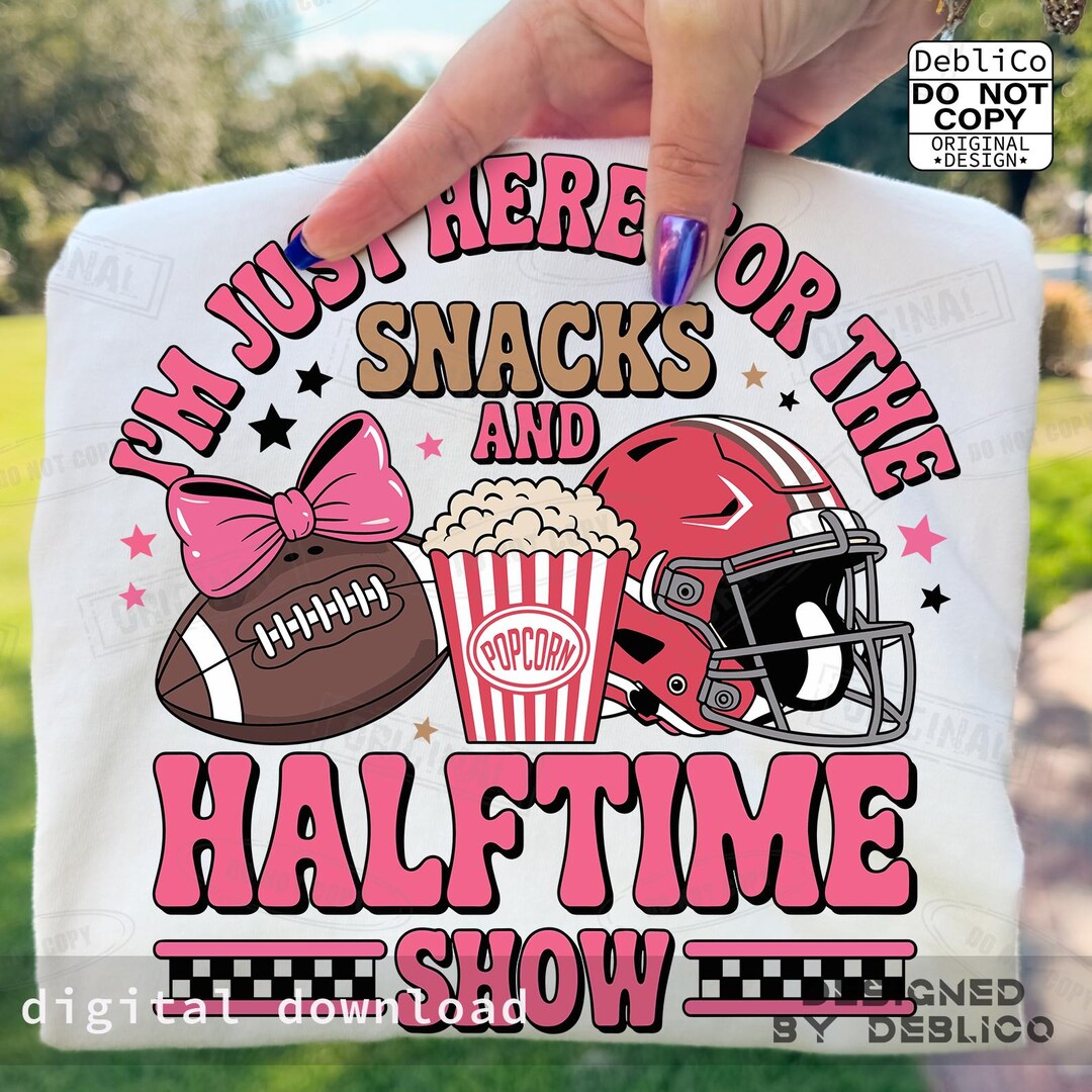 Funny Game Day PNG, Snacks Halftime Show, Coquette Bow Football ...