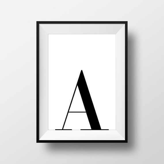 TYPO. Letter A White printable poster digital wall art | Etsy