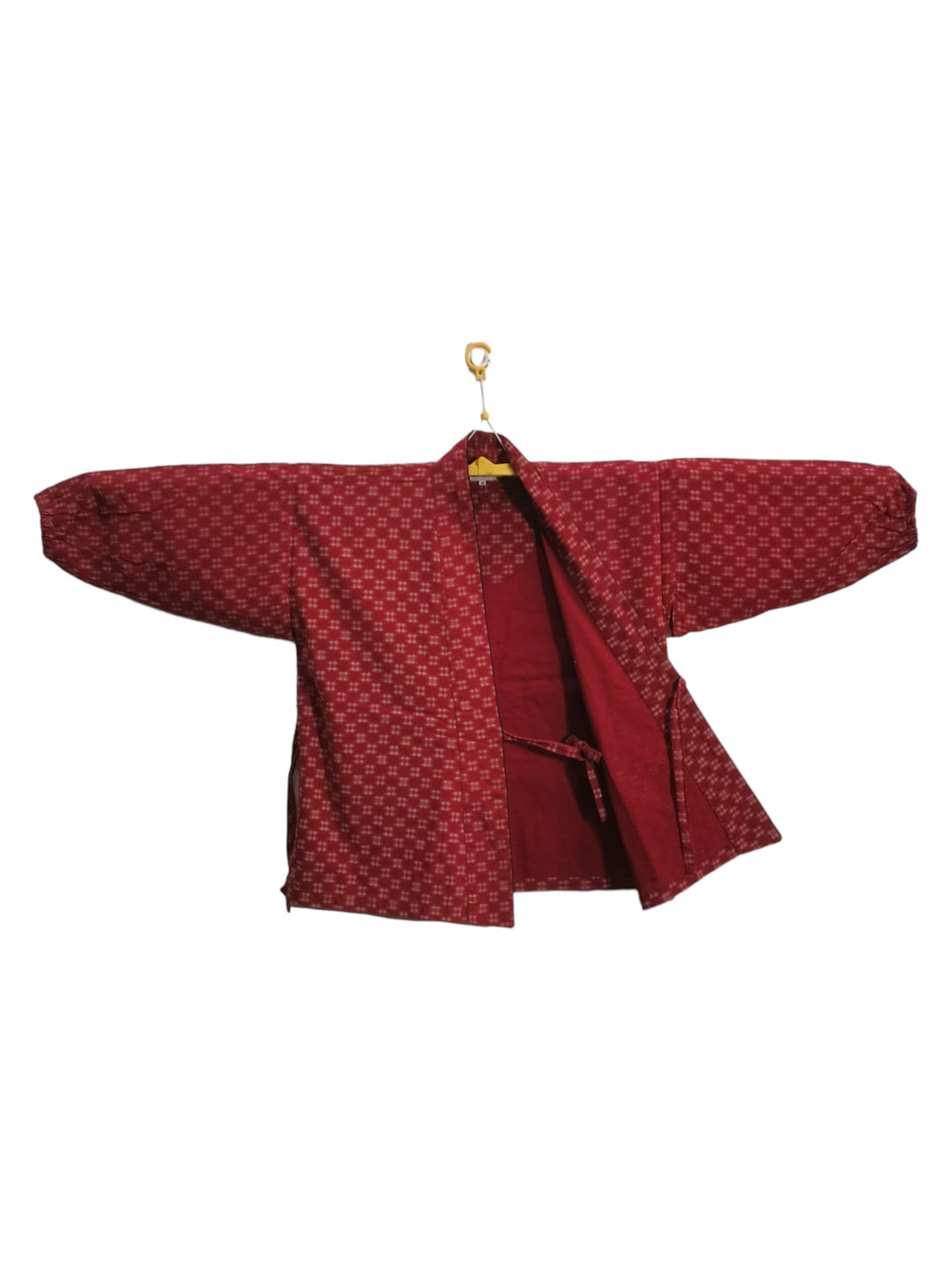 Japanese Haori Dochugi Jinbei Kimono Red Abstract Kimono Jacket /kimono ...