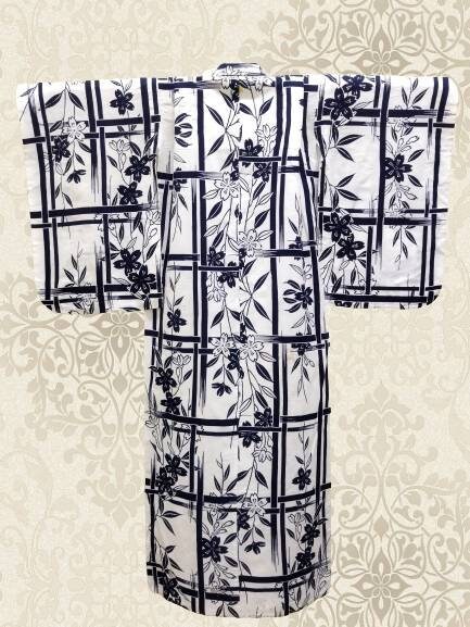 Japanese Cotton Yukata White Blue Flower Floral Pattern - Etsy