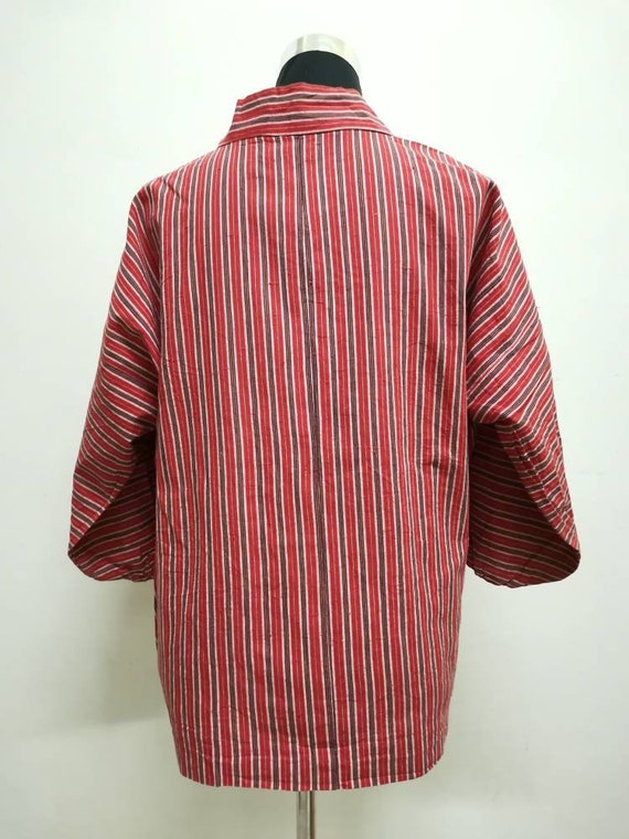 Japanese haori happari dochugi kimono red cotton kimo… - Gem