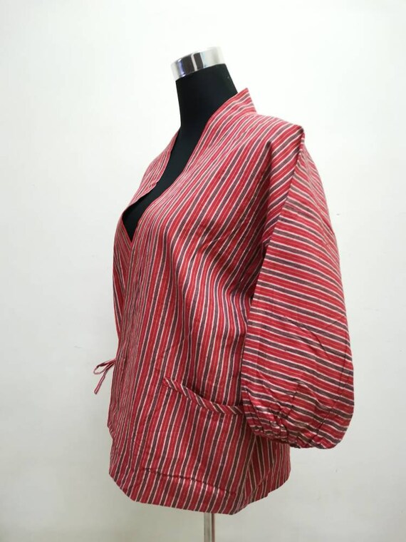 Japanese haori happari dochugi kimono red cotton kimo… - Gem