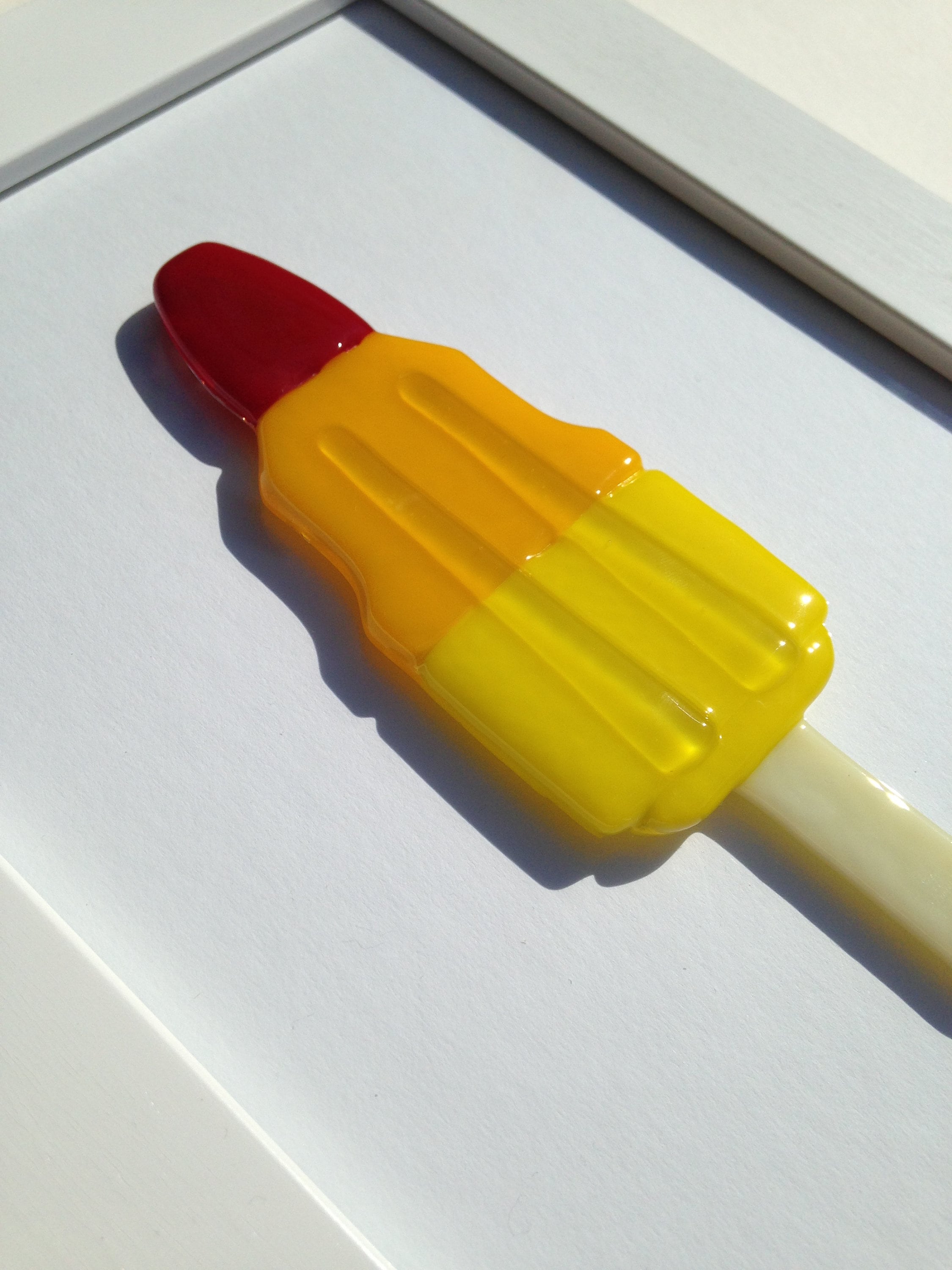 Handcrafted Fused Glass Art Rocket Ice lolly Picture Original Art Wall ...
