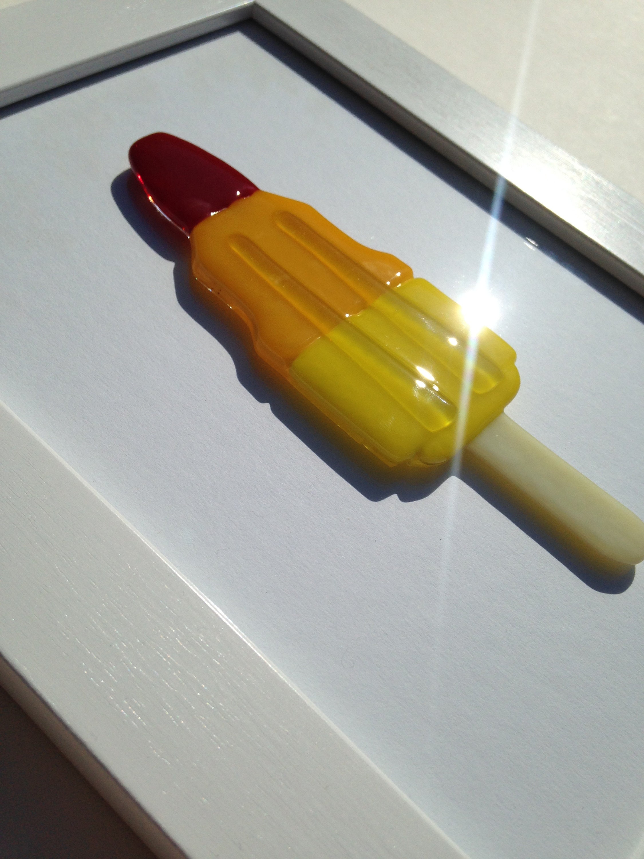 Handcrafted Fused Glass Art Rocket Ice lolly Picture Original Art Wall ...