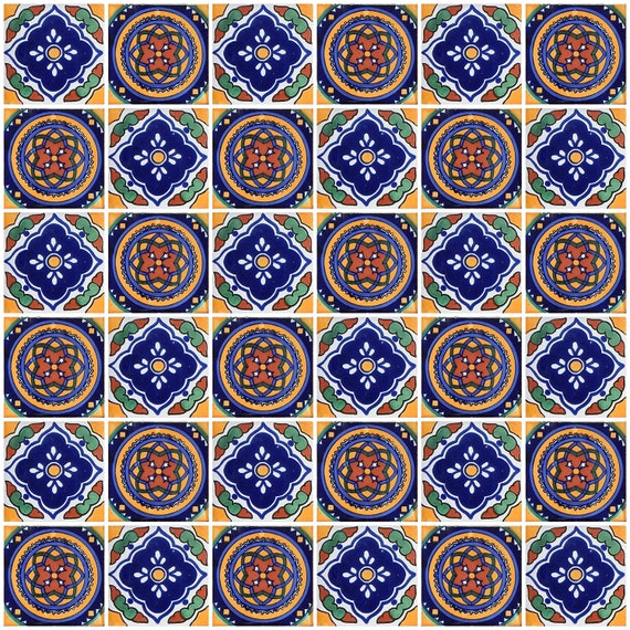 40 Pieces Mexican Talavera Tiles Handmade Mixed Designs - Etsy